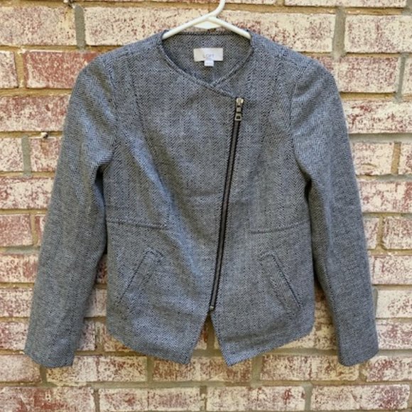 LOFT | Jackets & Coats | Loft Herringbone Blazer With Zipper Nwt | Poshmark